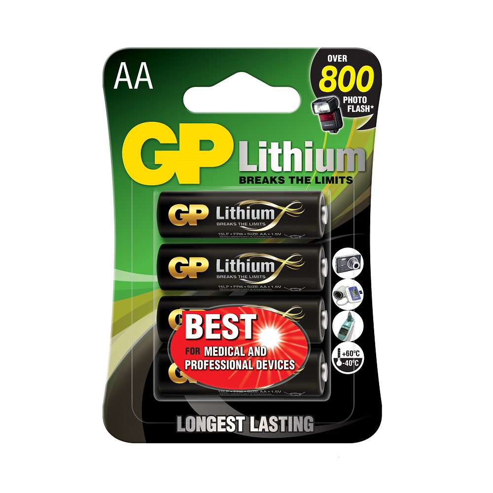 GP Lithium AA Batteries Size FR6 15LF GP15LF 1.5V 4-Pack | GP15LF ...